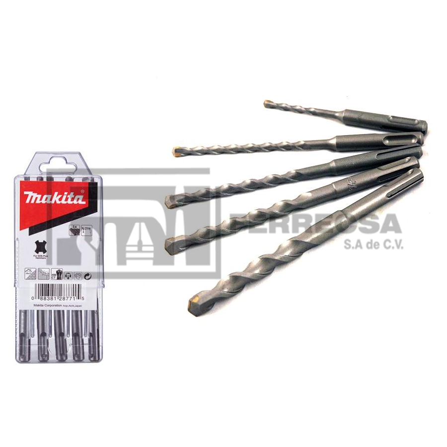 JGO BROCAS SDS PLUS 3/16-1/2 5PZA D07973 MAKITA - Tienda Ferrecsa