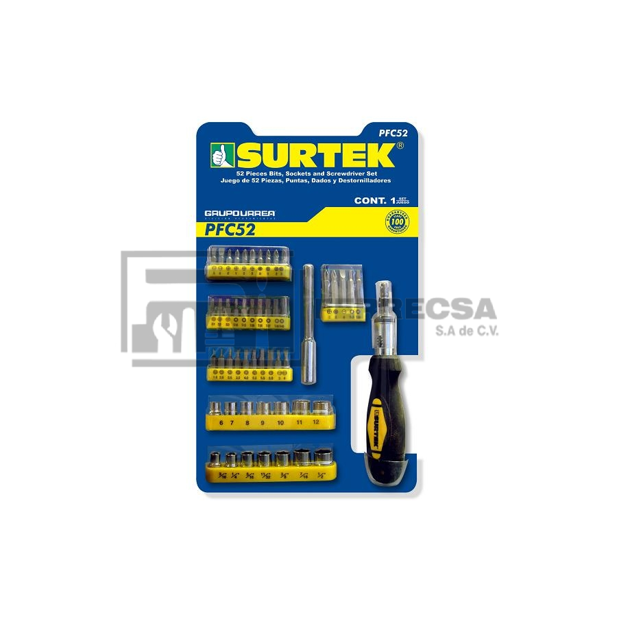 JGO. PUNTAS Y DADOS SURTEK PFC52/SET-52 - Tienda Ferrecsa