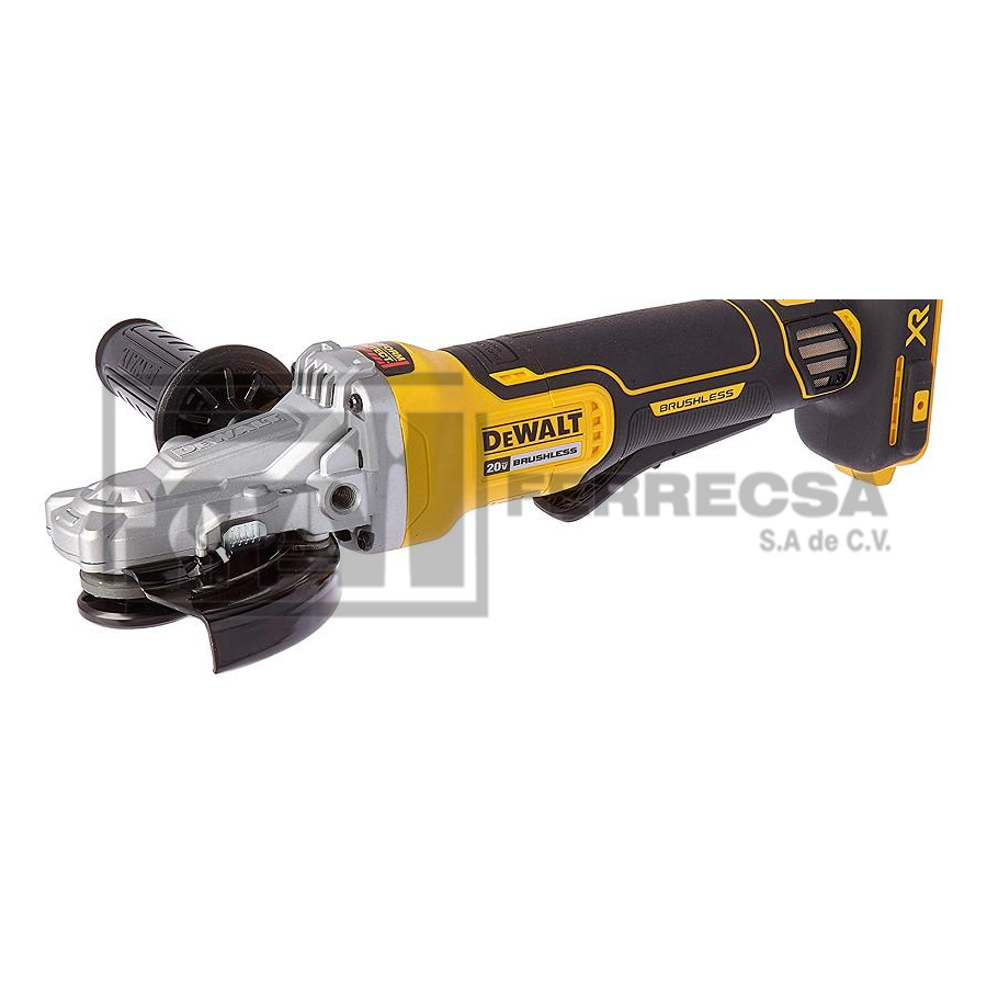 MINIESMERILADORA 5" 20V CABEZA PLANA DCG413FB DEWALT* - Tienda Ferrecsa