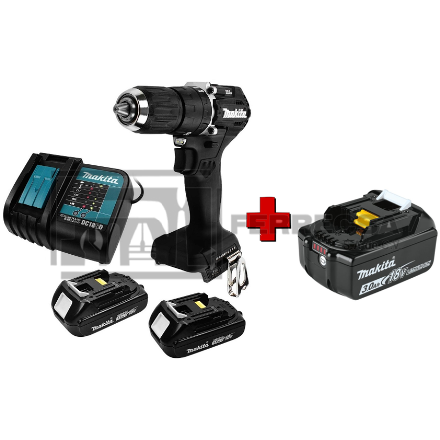 ROTOMARTILLO 18V 1.5AMP BRUSHLESS DHP487YX2B+BL1830B MAKITA* - Tienda Ferrecsa